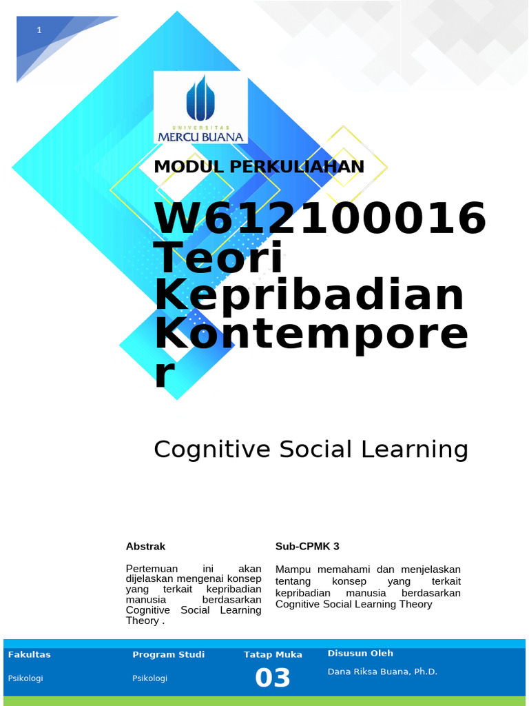 Modul Teori Kepribadian Kontemporer (TM3) | PDF
