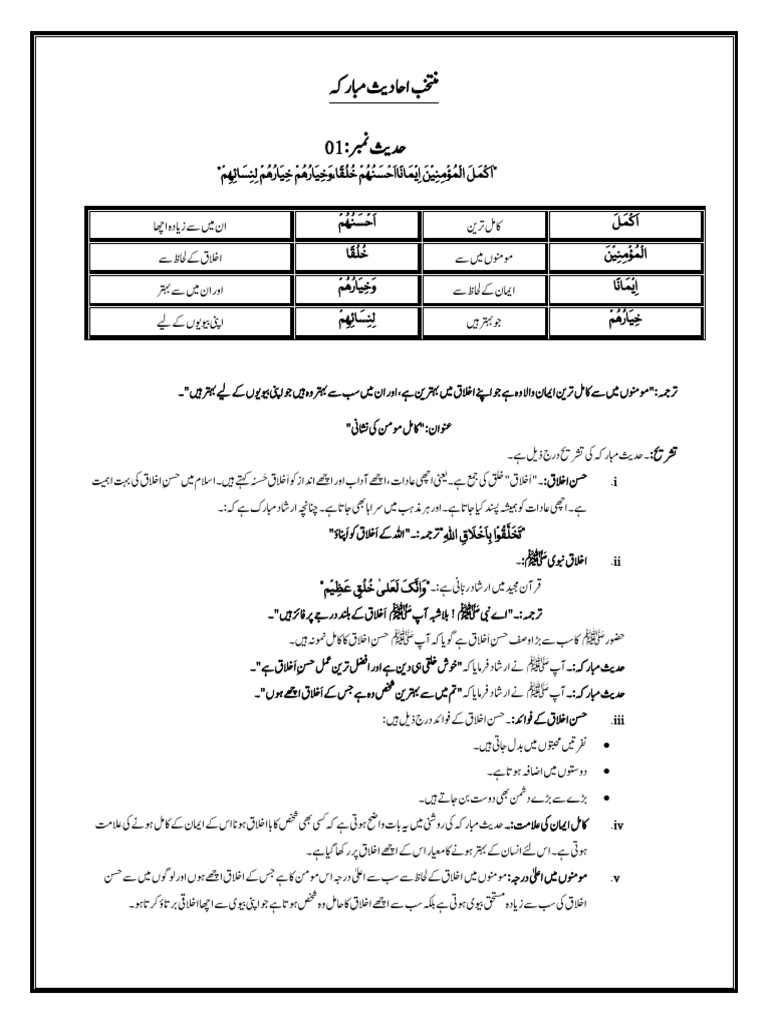 Ahadees 01 To 10 | PDF