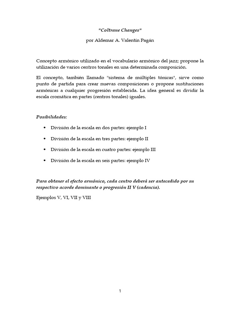 Coltrane Changes Teoría | PDF | Arte