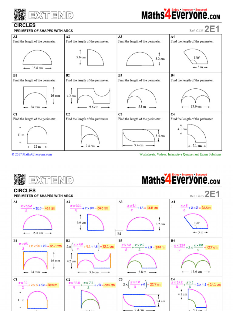Circumference of A Circle Worksheet 5 | PDF | Distance | Length