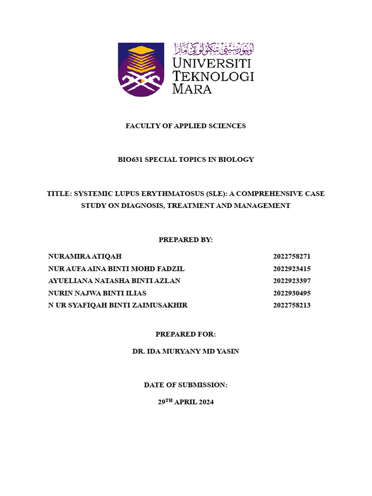 Systemic Lupus Erythmatosus (Sle) A Comprehensive Case Study On ...