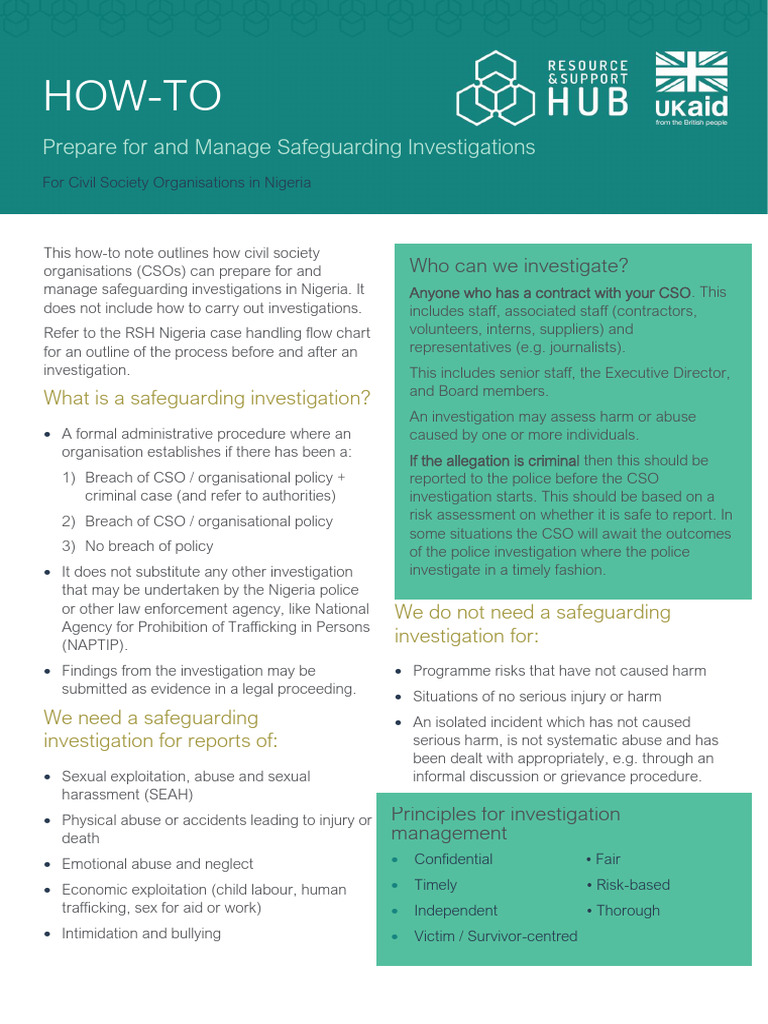 How-To Note - Preparing For and Managing Safeguarding Investigations ...