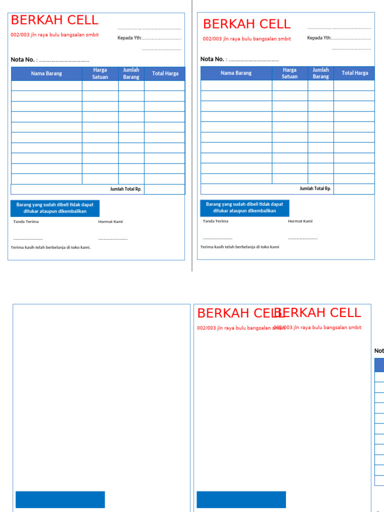 Contoh Nota Pulsa | PDF
