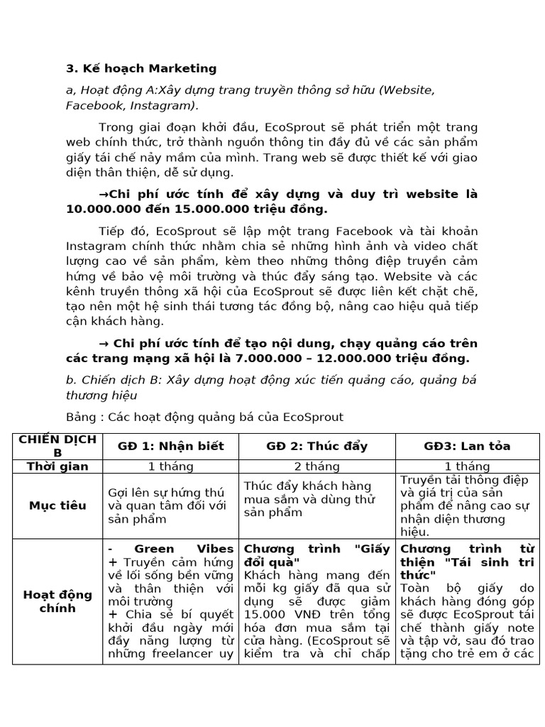 kế hoạch marketing - kskd | PDF