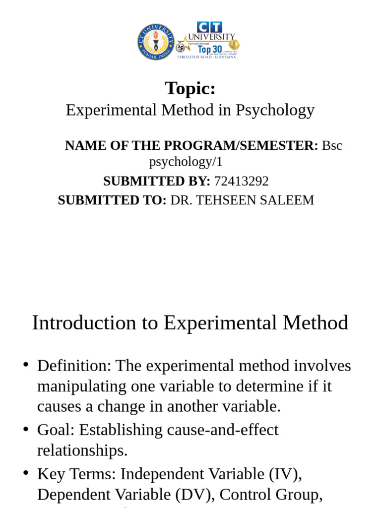 Intro to Experimental Psychology | PDF | Experiment | Dependent And Independent Variables