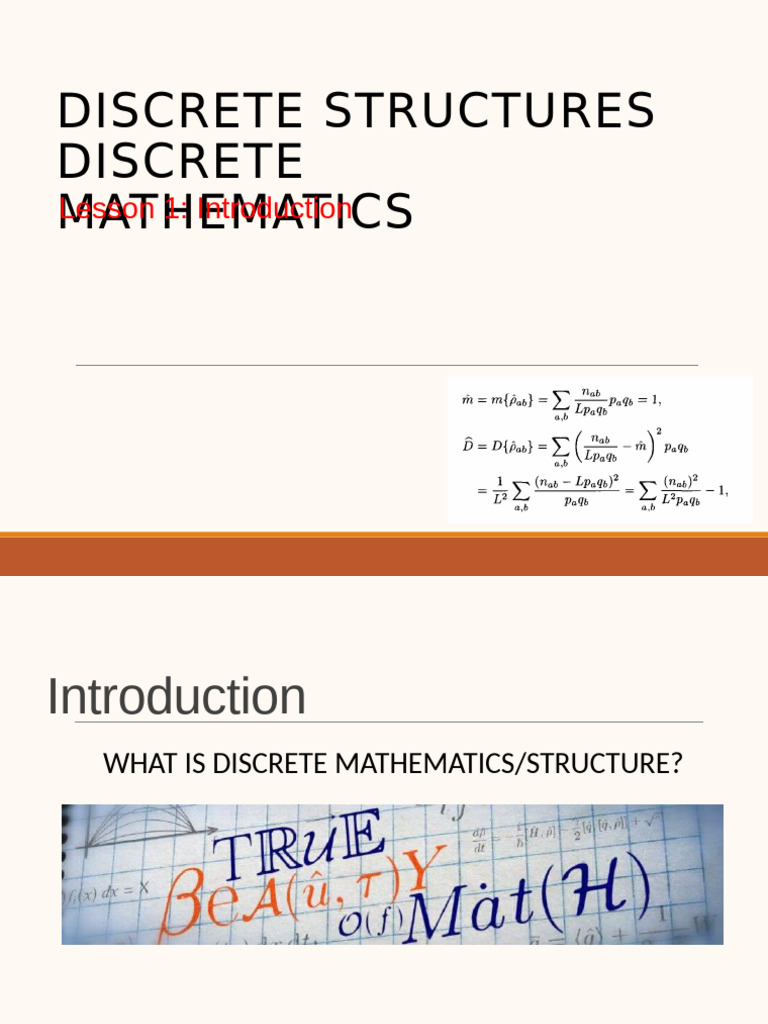 Lesson 1 Intro To Discrete Math | PDF | Set (Mathematics) | Discrete Mathematics