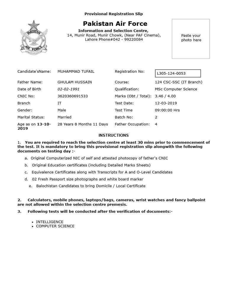 Registration Paf | PDF