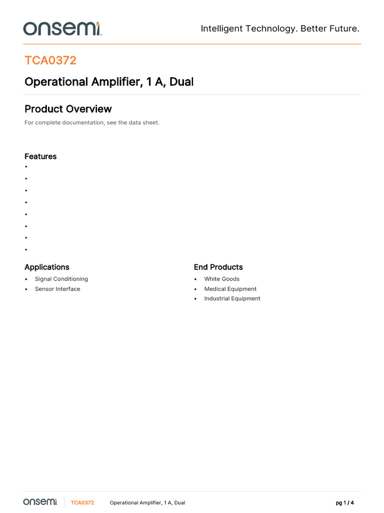TCA0372 Dual Operational Amplifier Specs | PDF | Amplifier ...
