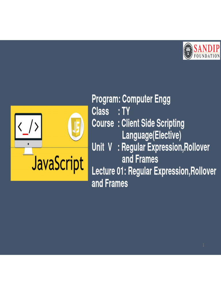 UNIT V Regular Expression, Rollover and Frames | PDF | Html Element | Regular Expression