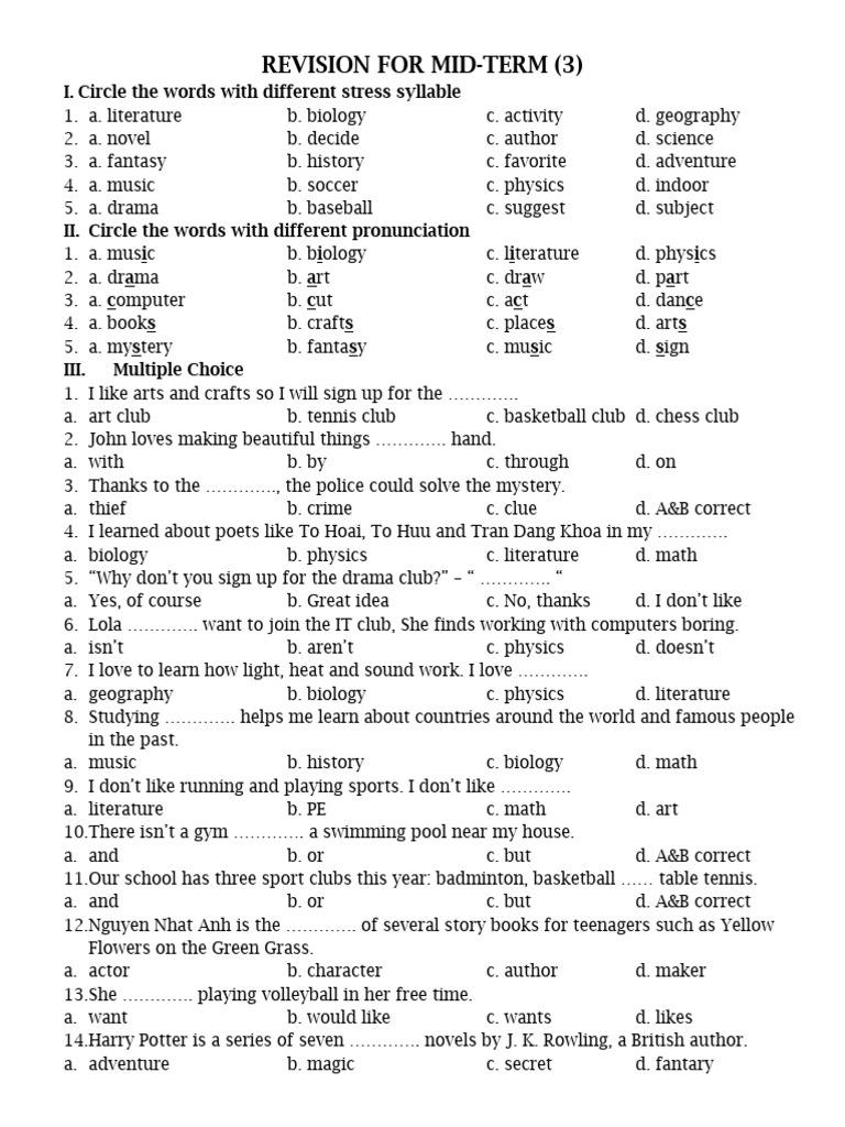 Eng6 Revision For Midterm | PDF | The Secret Garden