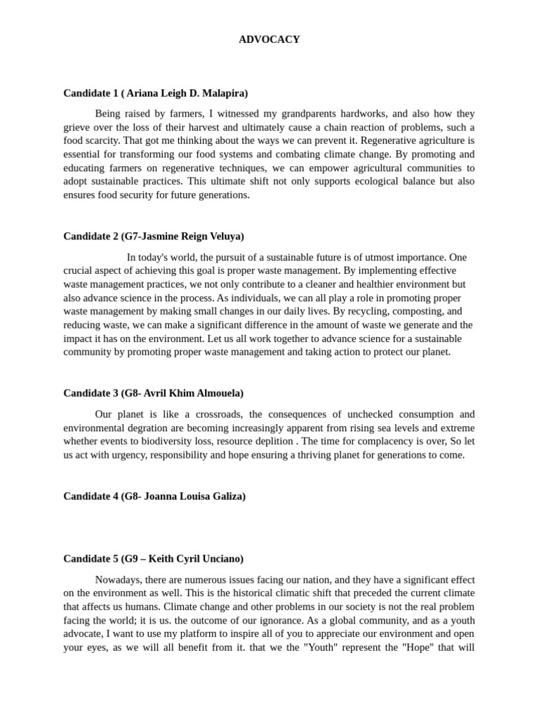 Advocacy | PDF | Sustainability | Climate Change