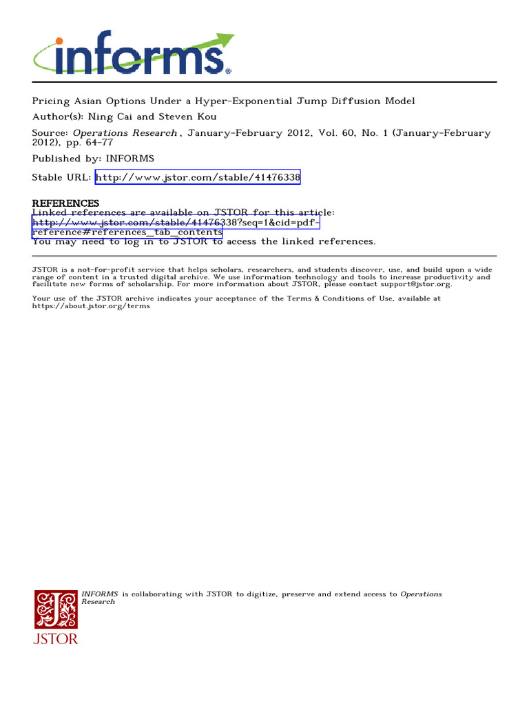 Cai - and - Kou - 2012 - Pricing Asian Options Under A Hyper-Exponential Jump Diffusion Model ...