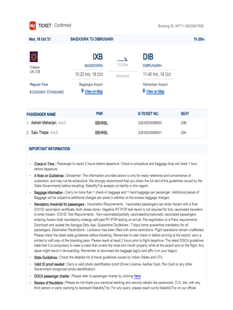 NF71119323547506 E-Ticket | PDF | Identity Document | Emergency Management