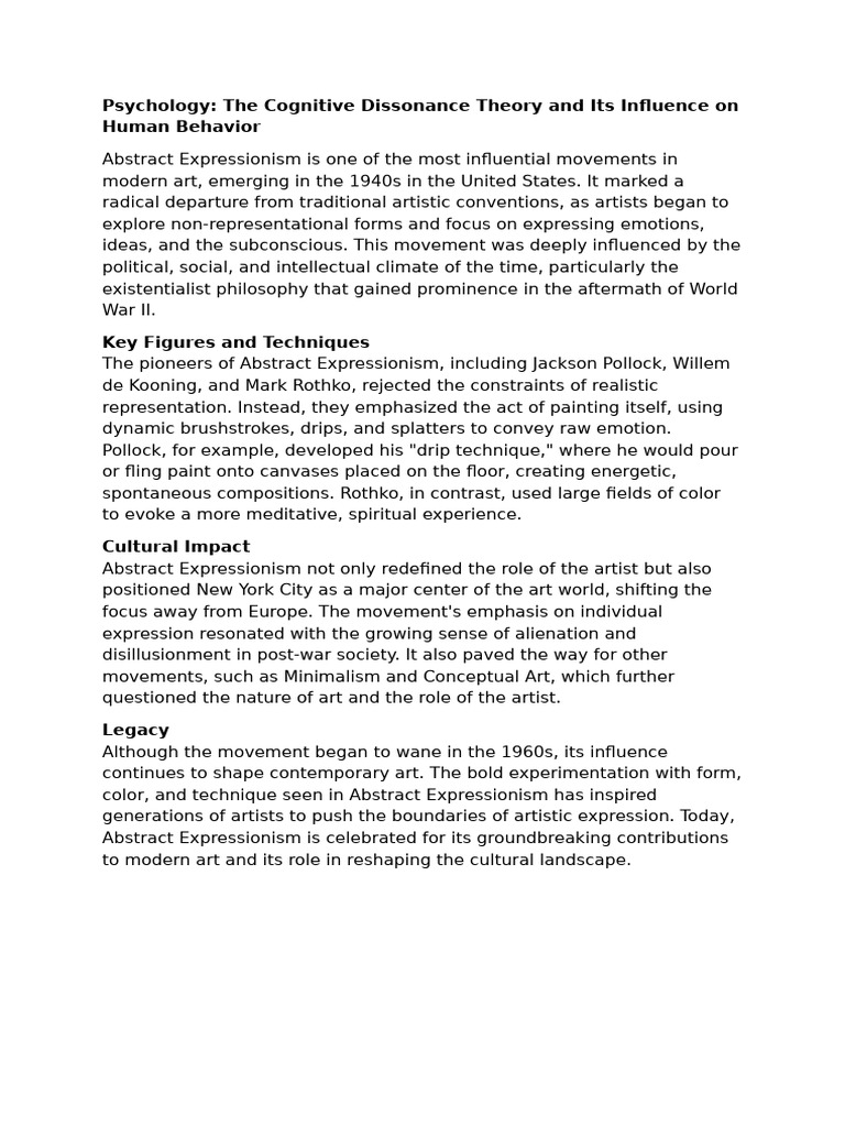 Arts-The Evolution of Abstract Expressionism in Modern Art | PDF | Classics