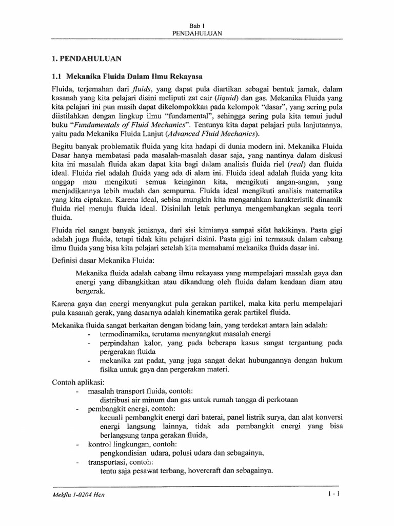 Diktat Mekanika Fluida 1 | PDF