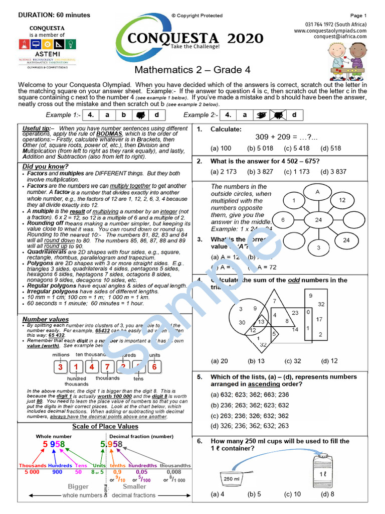 2020 Mathematics Conquesta GR 4 | PDF | Mathematics | Elementary Geometry