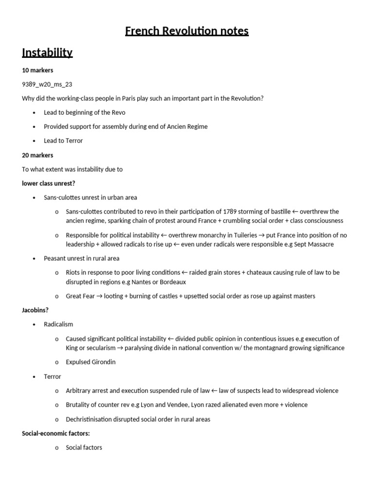 French Revolution Notes Dung | PDF | French Revolution | France