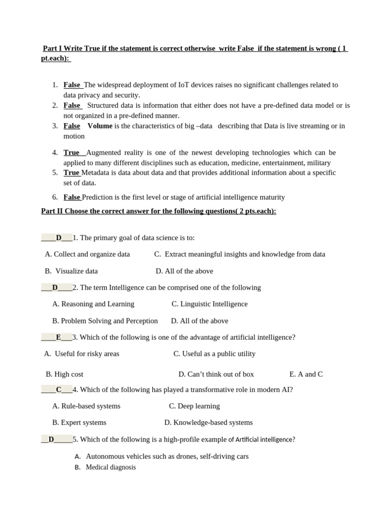 Emerging Technology Final Exam | PDF | Data | Artificial Intelligence
