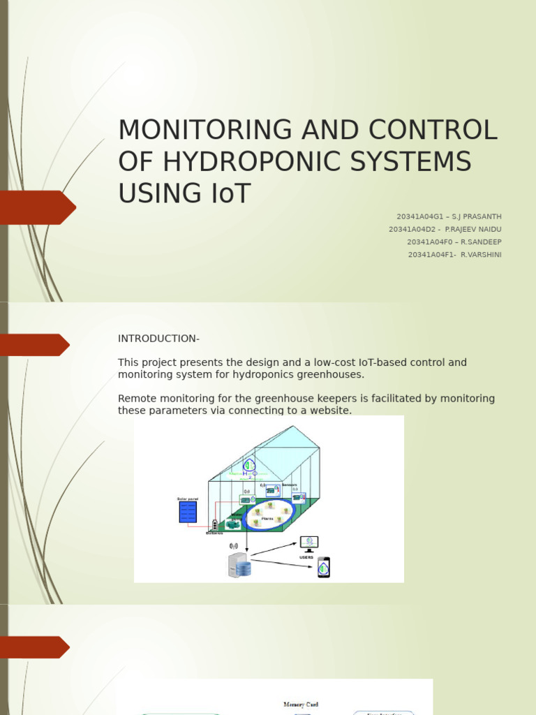 Monitoring And Control Of Hydroponic Systems Using Iot Pdf