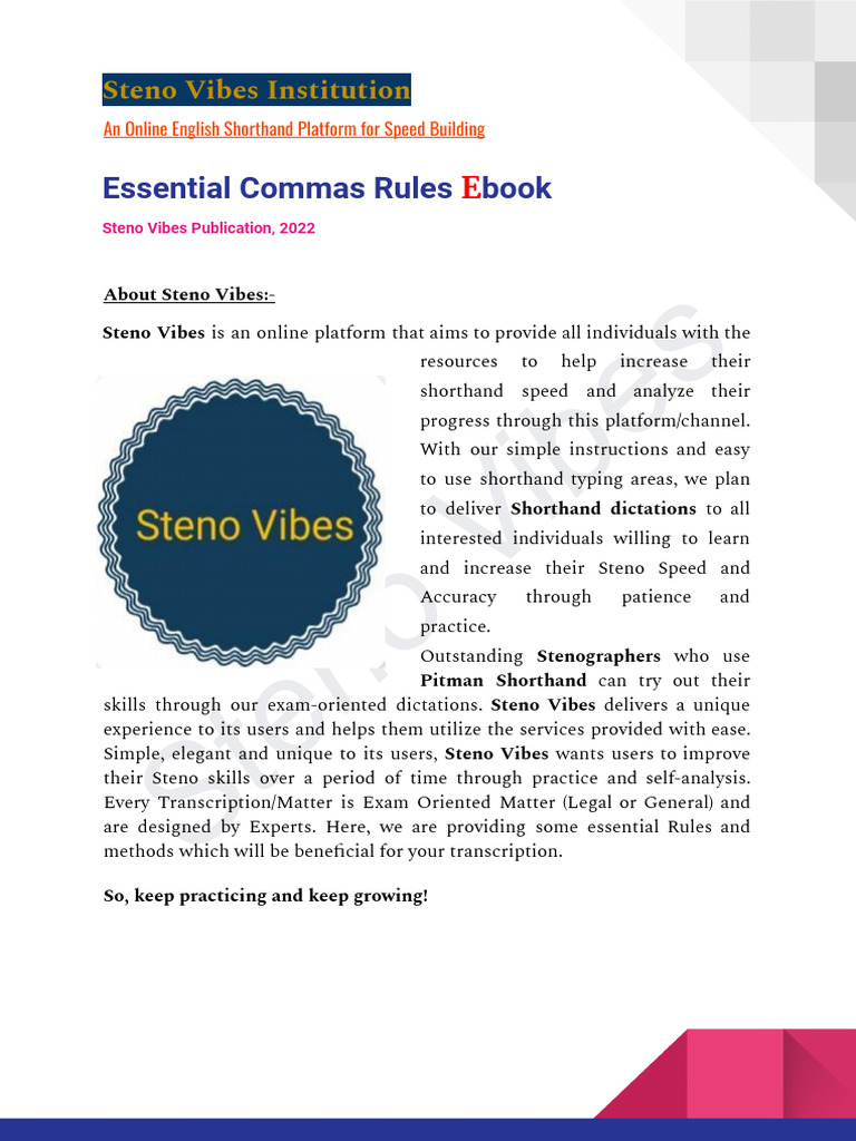 Essential Commas Rules E-Book | PDF | Shorthand | Prosecutor