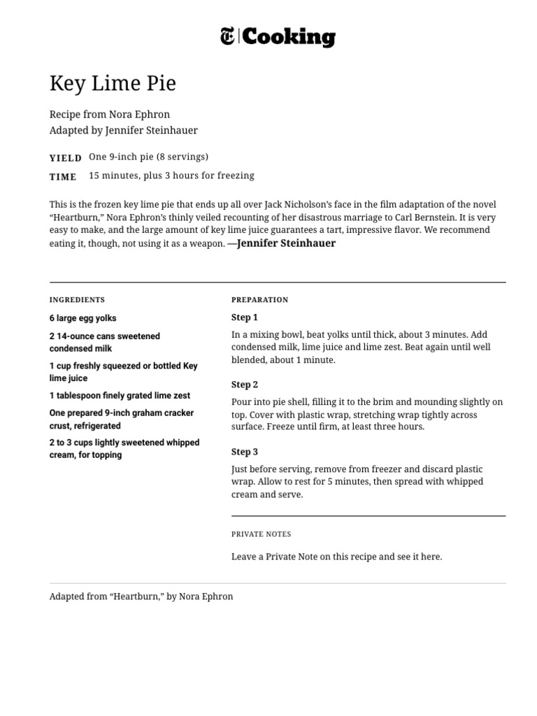 Key Lime Pie Recipe - NYT Cooking | PDF