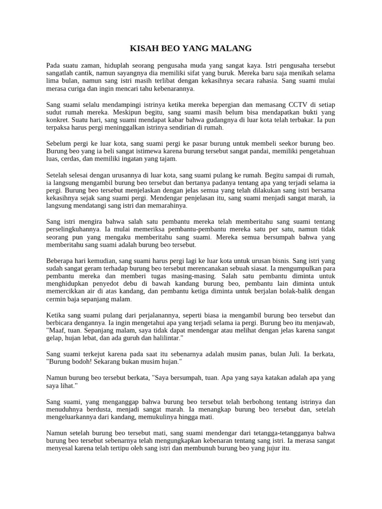 Kisah Beo Yang Malang | PDF