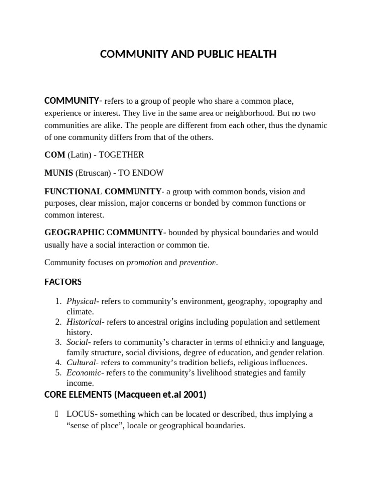 CPH-LAB-NOTES-I | PDF | Infection | Community