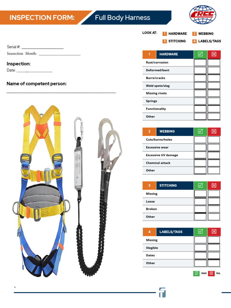 Fullbody harness checklist 27112023 | PDF | Secondary Sector Of The ...