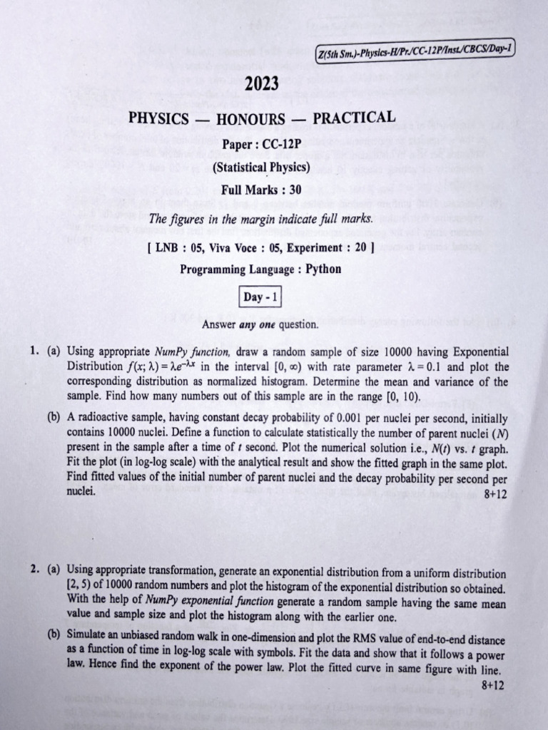 CC-12P 2023 (Statistical Physics) | PDF