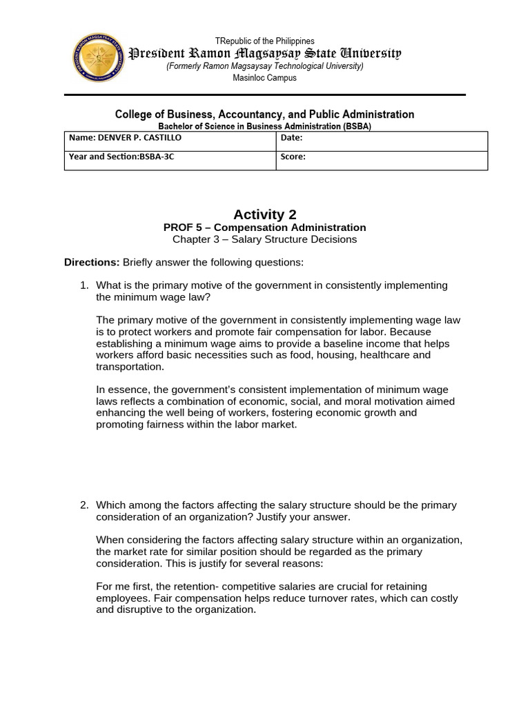 Denver Castillo - ACTIVITY 2 (1) | PDF | Employee Retention | Business Denver Castillo - ACTIVITY 2 (1) | PDF | Employee Retention | Business