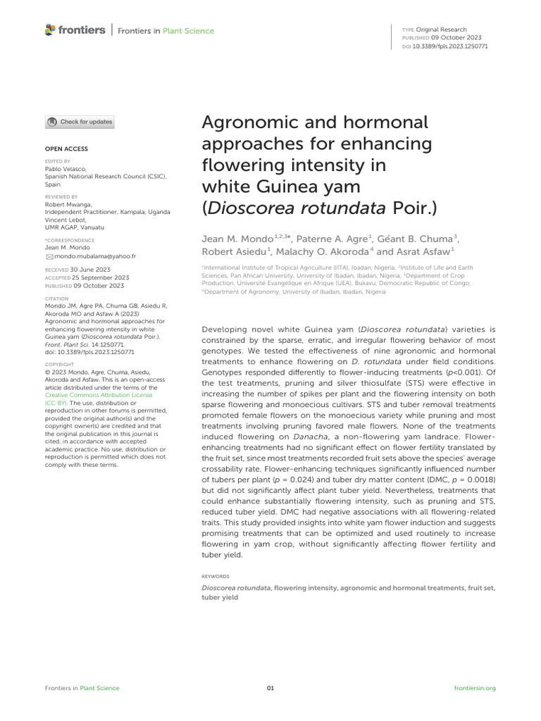 Agronomic And Hormonal Approaches For Enhancing Flowering Intensity In