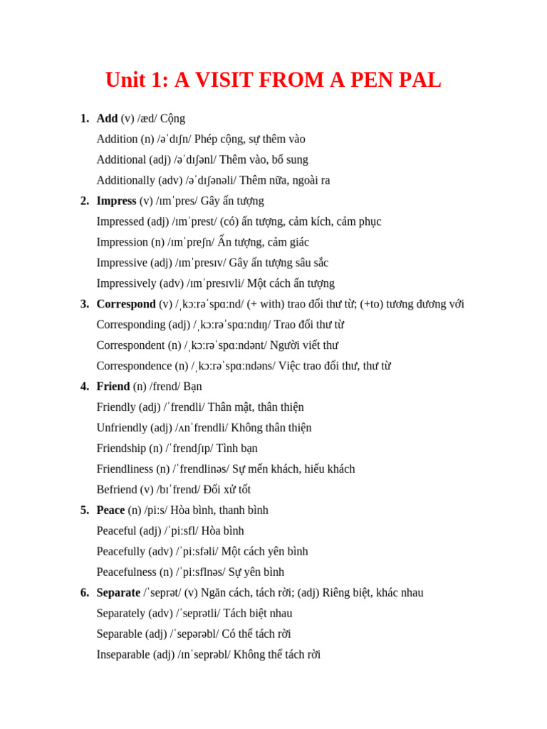 Vocabulary G9 - U1 - WF | PDF