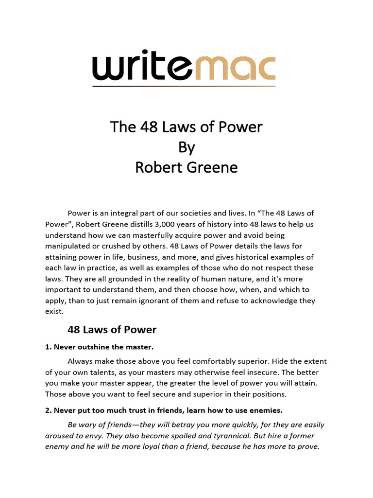 Mastering Power: 48 Essential Laws | PDF | Anger