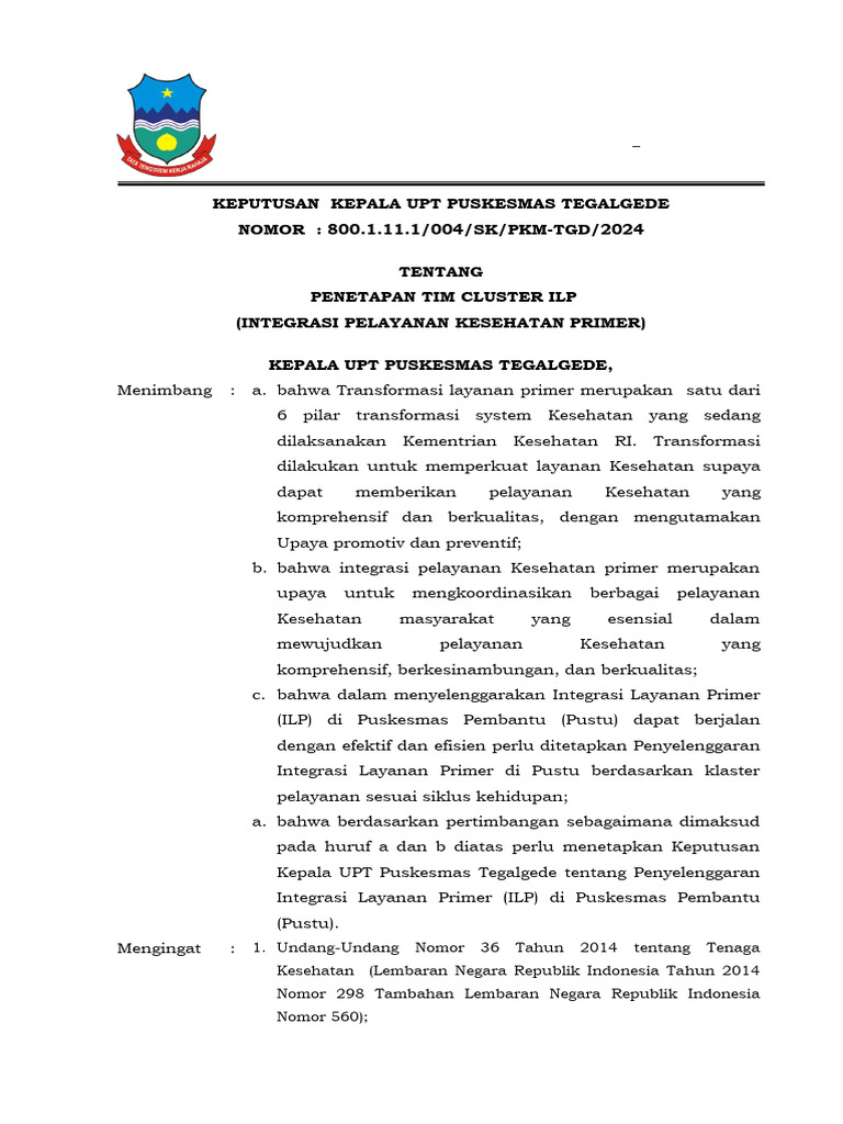 005 SK Pustu Cluster Ilp | PDF | Kesehatan Holistik