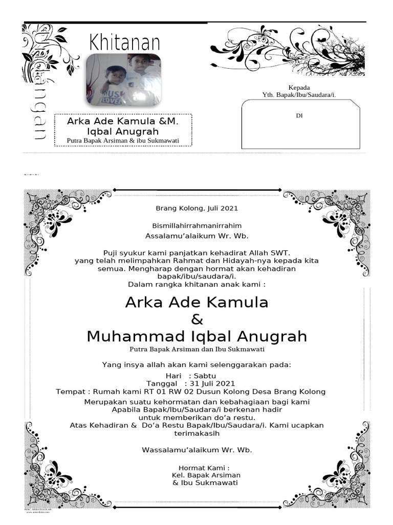 Undangan Khitanan BARU 2019 | PDF