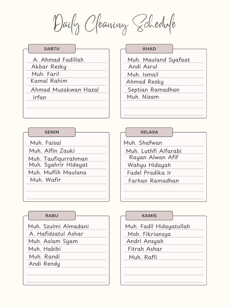 Daily Cleaning Schedule Planner 20240805 203322 0000 | PDF | Home & Garden