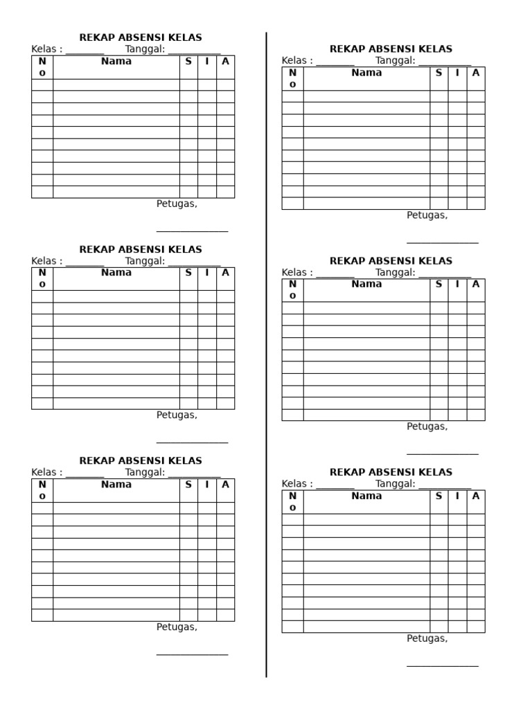Rekap Absensi Kelas | PDF