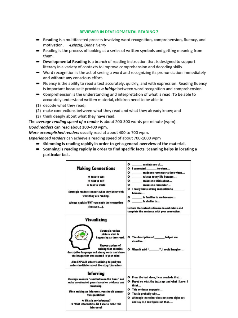 Reviewer in Developmental Reading 7 | PDF