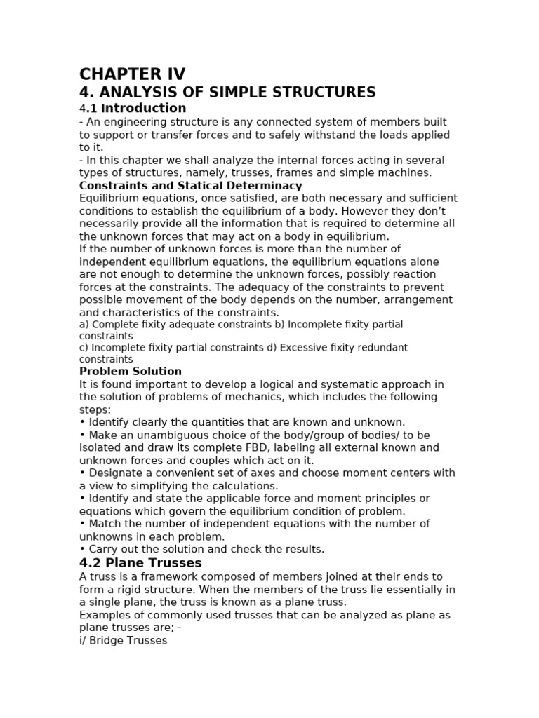 CHAPTER IV | PDF | Truss | Force