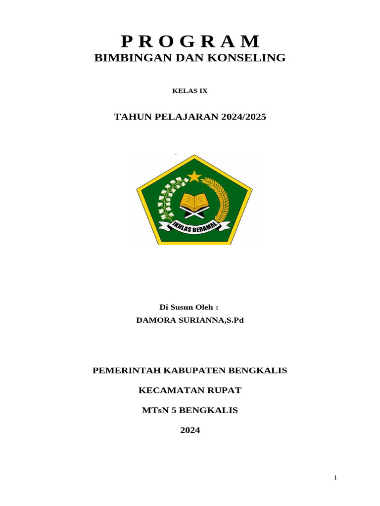 Program BK Kelas 9 Tahun 2024/2025 | PDF
