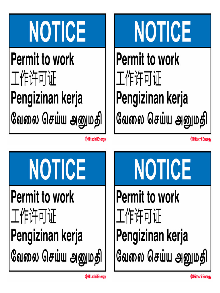 HSES-S-0007 Notice - Permit To Work 4s | PDF