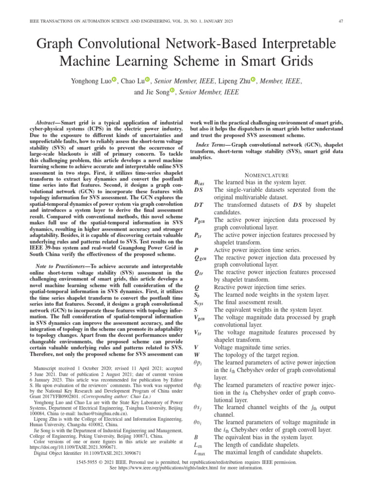 Graph Convolutional Network-Based Interpretable Machine Learning Scheme in Smart Grids | PDF ...