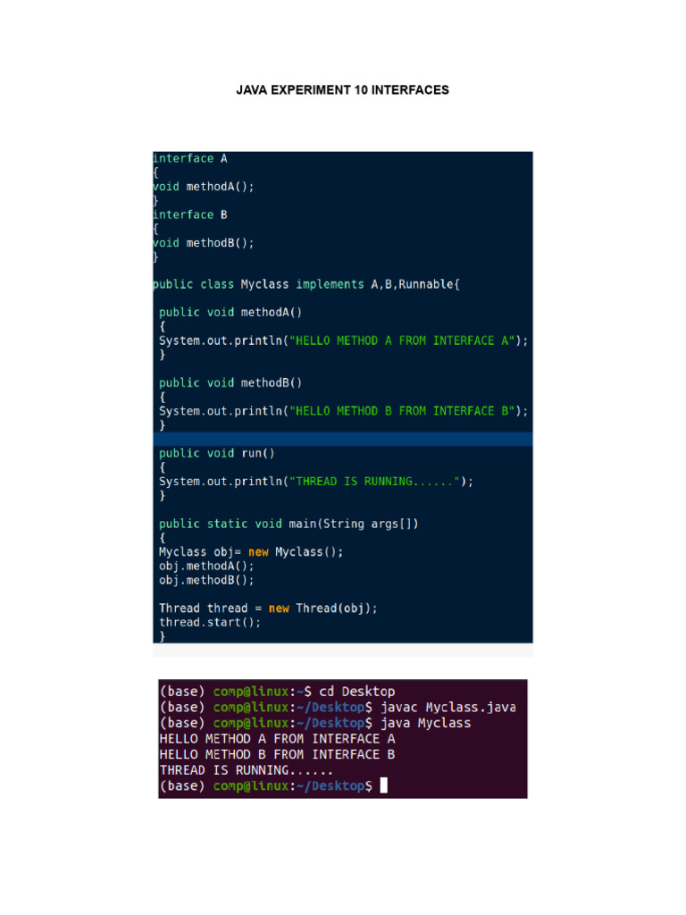 Java Experiment 10 Interfaces | PDF