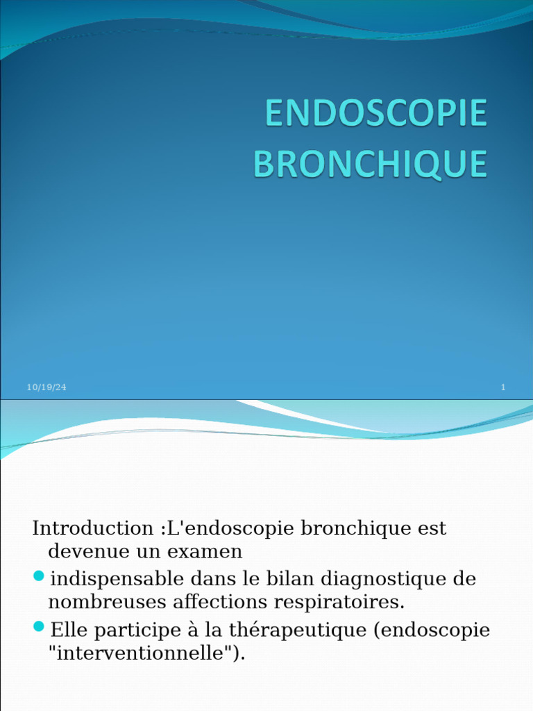 Endoscopie bronchique : Techniques et Indications | PDF | Endoscopie ...