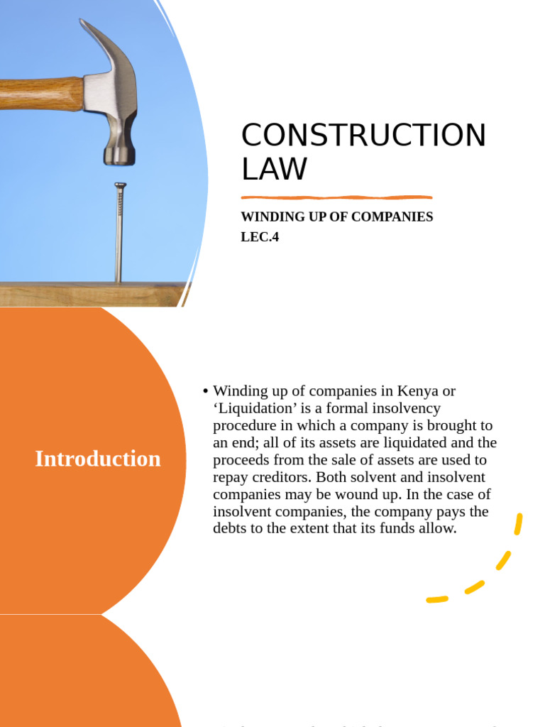 Construction Law Winding Up Lec. 4 | PDF | Liquidation | Personal Finance