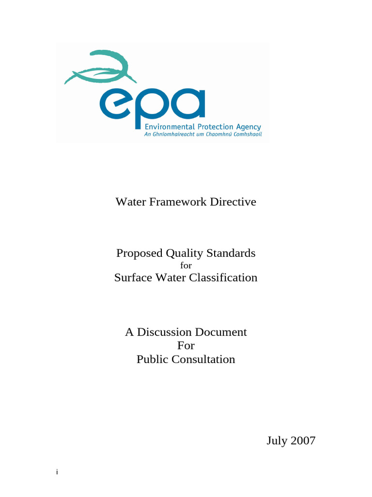 Proposed Quality Standards For Surface Water Classification - FINAL ...