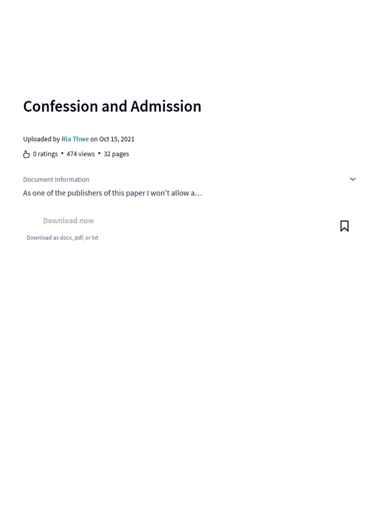 Confession and Admission: As One of The Publishers of This Paper I Won't Allow A | PDF | Scribd ...