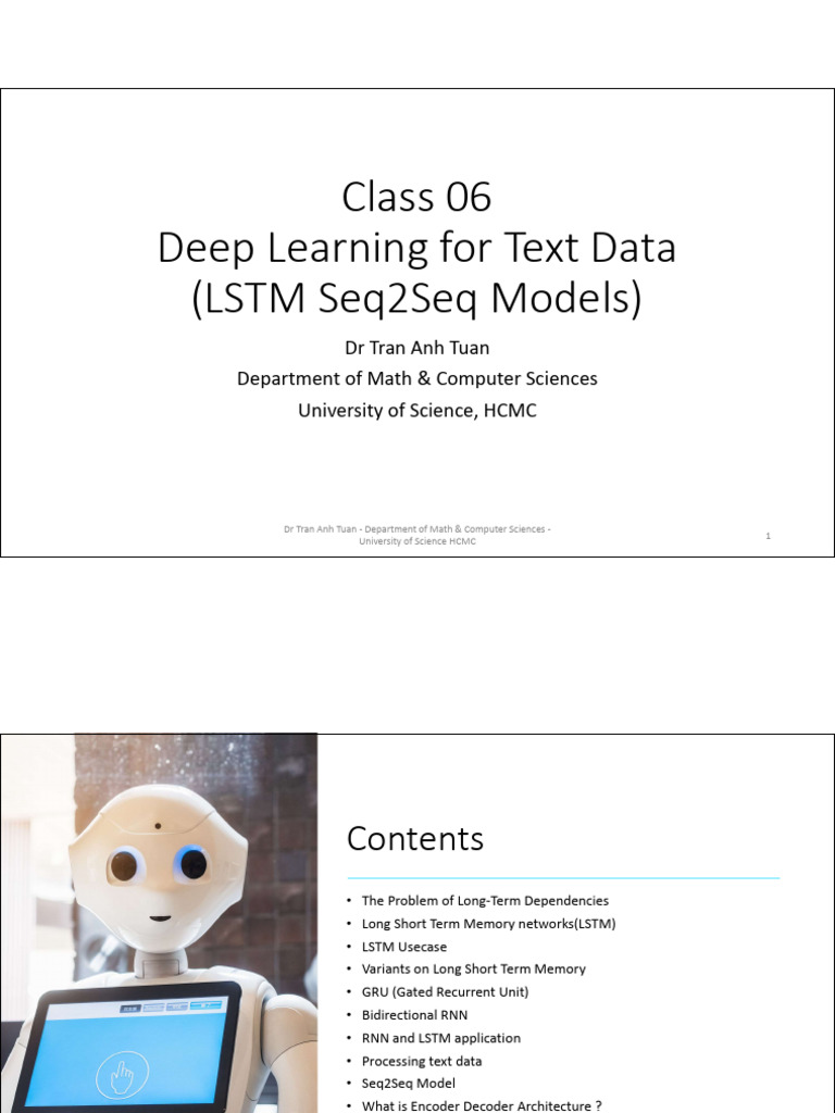 06-DL-Deep Learning For Text Data (LSTM Seq2Seq Models) | PDF | Learning | Algorithms