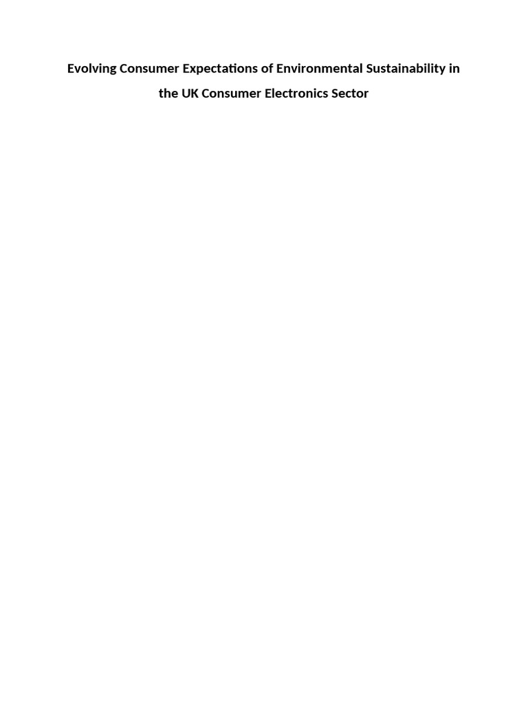 Evolving Consumer Expectations of Environmental Sustainability in the ...