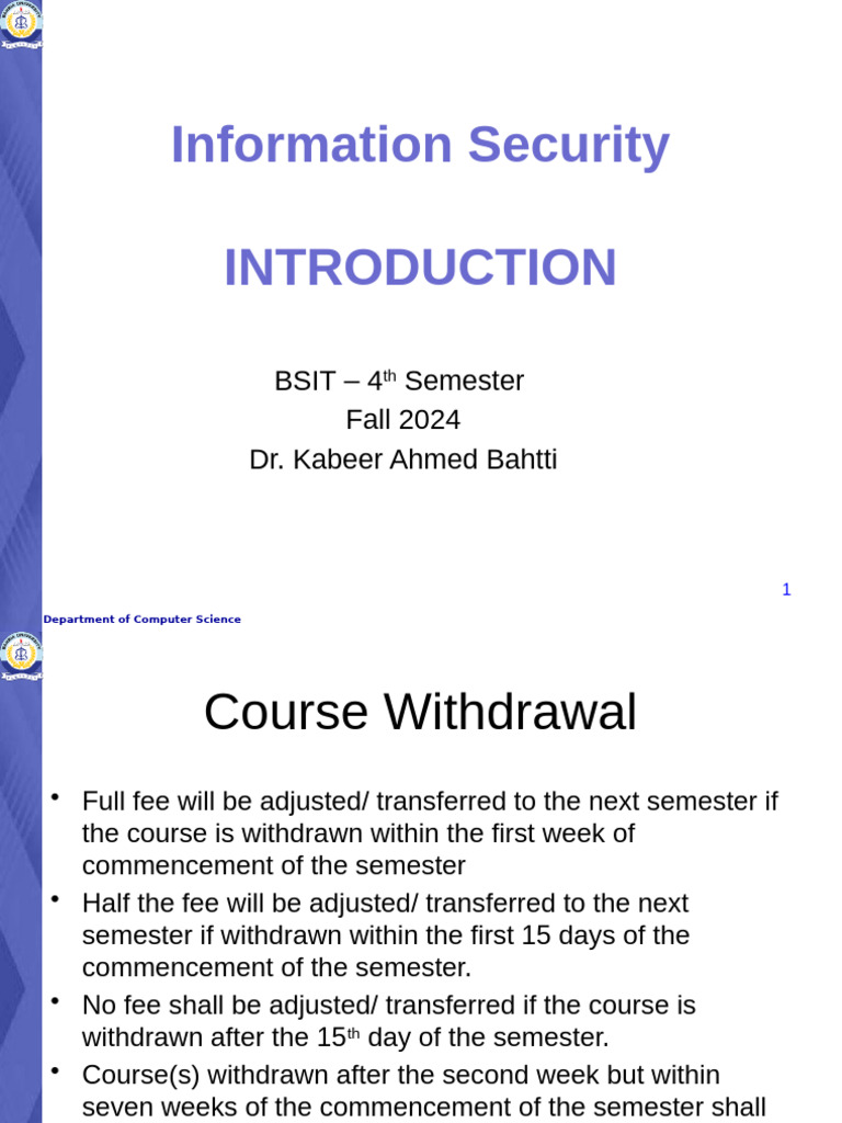 1 Introduction Information Security BSIT 4 A S24 18092024 084653am | PDF | Security | Computer ...